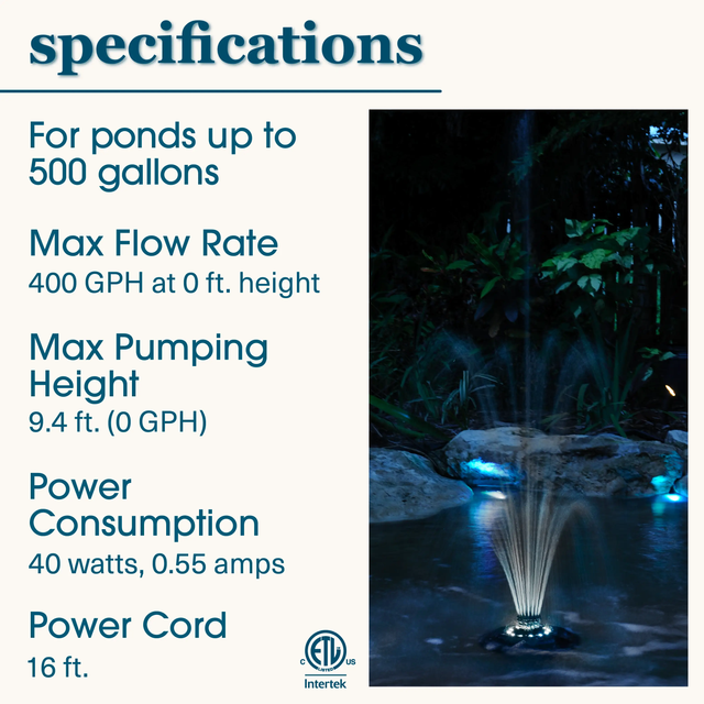 Color Changing Floating Fountain with Pump - smartpond®
