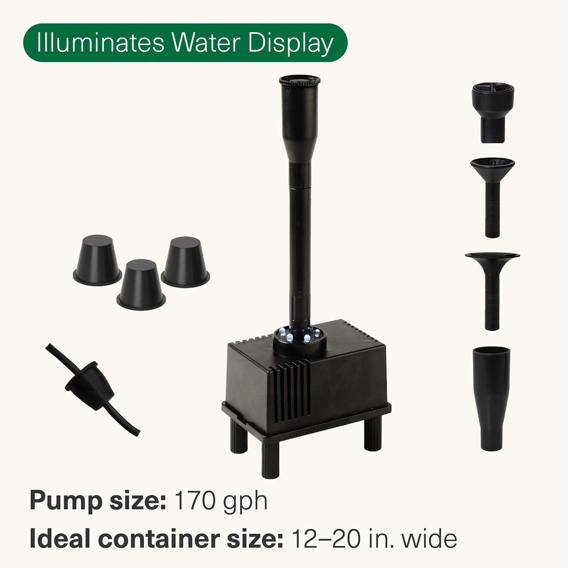 Container Fountain Kit with LED Lights - smartpond®